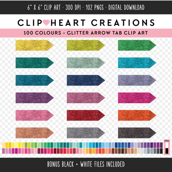 100 Glitter Arrow Tab Digital Clip Art Commercial Use Instant | Etsy