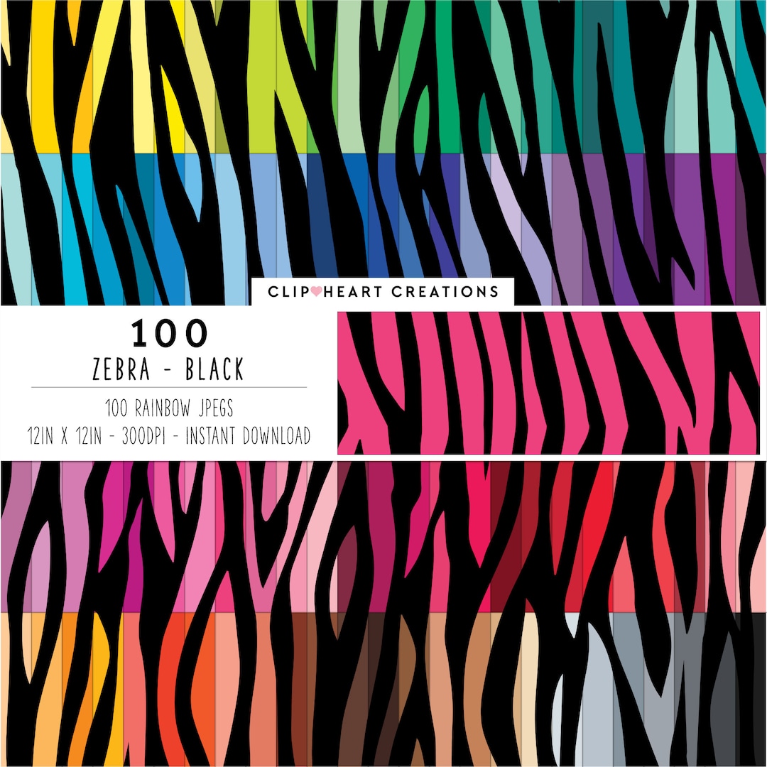 100 Zebra Print Pattern Digital Papers, Commercial Use Seamless Zebra ...