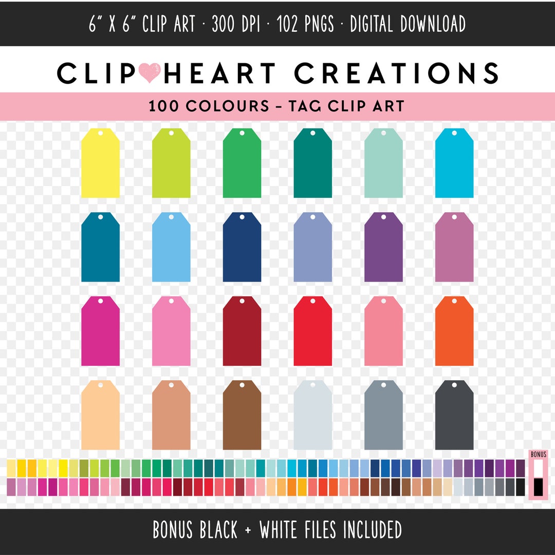 100 Gift Tag Clip Art, Commercial Use Instant Download PNG Tag Digital ...