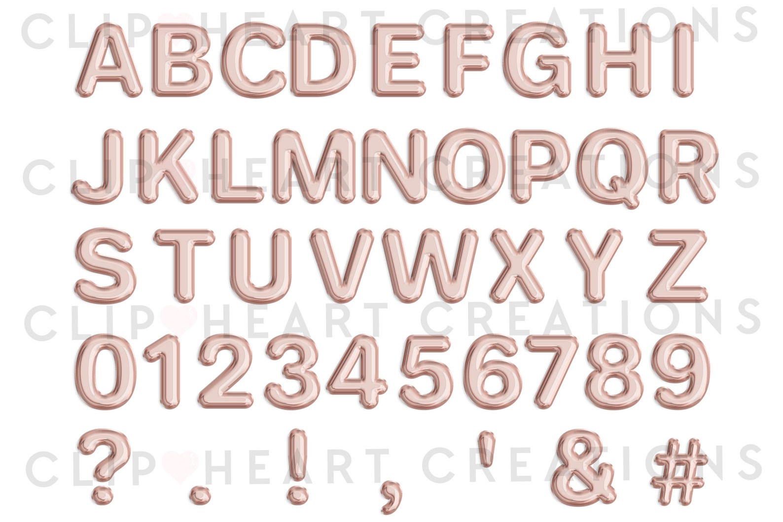 Rose Gold Foil Balloon Alphabet Clip Art, Commercial Use Instant ...