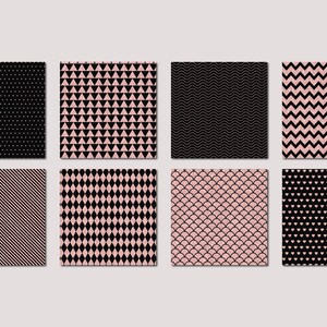 14 Rose Gold and Black Glitter Pattern Digital Papers, Commercial Use ...