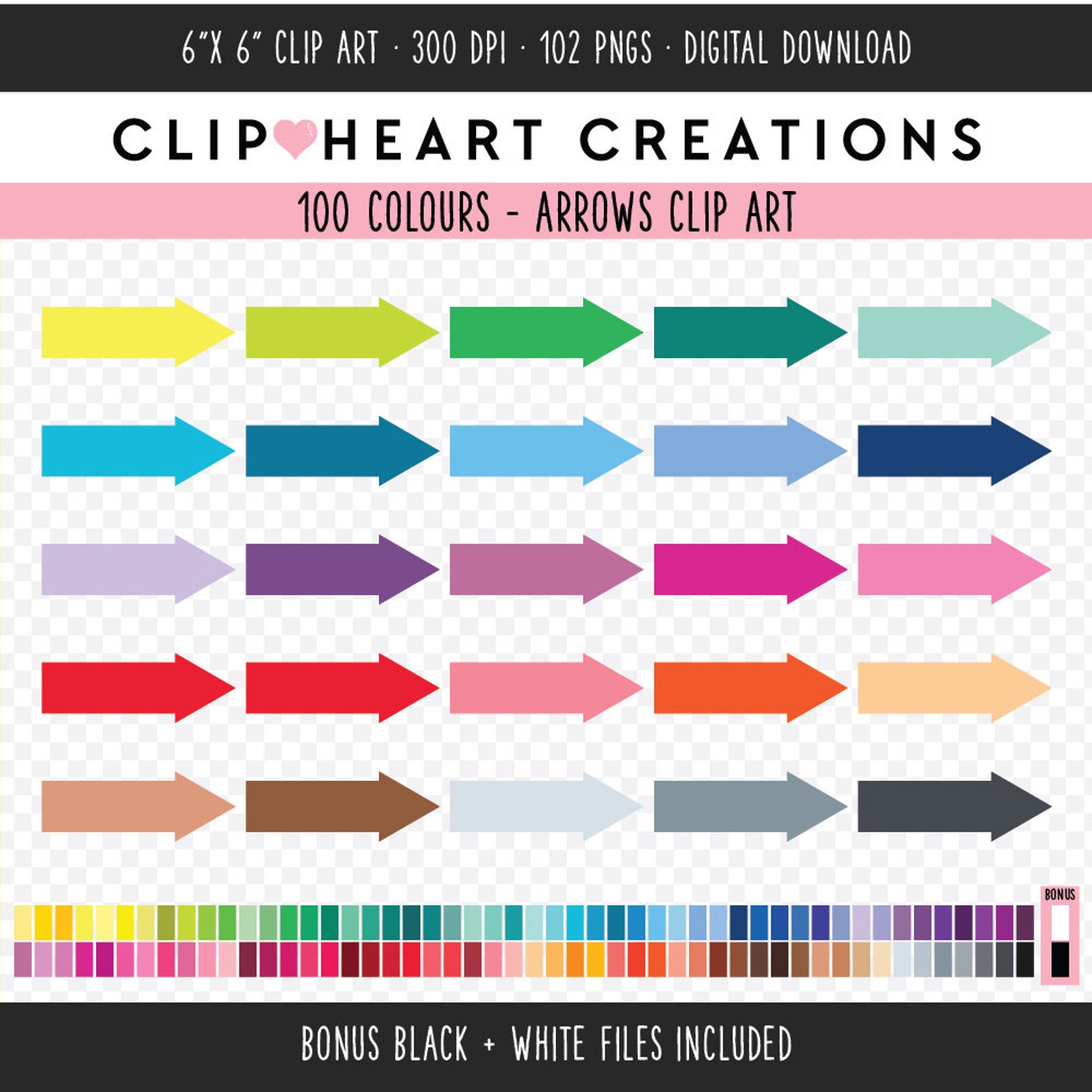 100 Arrow Clip Art Commercial Use Instant Download PNG Arrows - Etsy