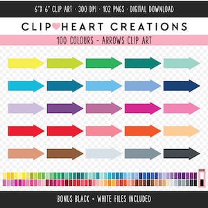 100 Arrow Clip Art, Commercial Use Instant Download PNG Arrows Digital ...