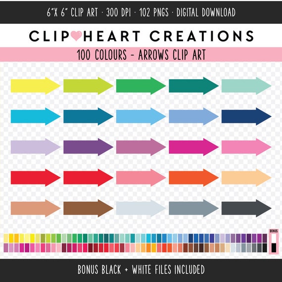 100 Arrow Clip Art Commercial Use Instant Download PNG Arrows | Etsy