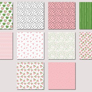 20 Pink Watermelon Themed Digital Papers, Seamless Commercial Use ...