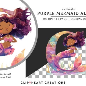 Mermaid Alphabet Clip Art, Commercial Use Instant Download Fantasy ...