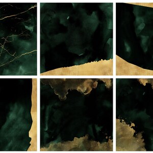 Emerald & Gold Watercolor and Foil Digital Papers, Commercial Use ...