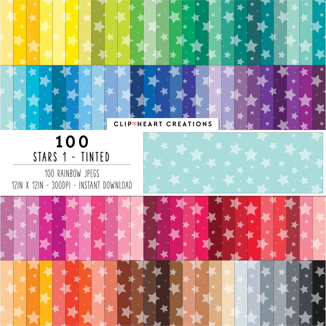 100 Star Patterns Digital Papers, Commercial Use Seamless Stars Digital ...