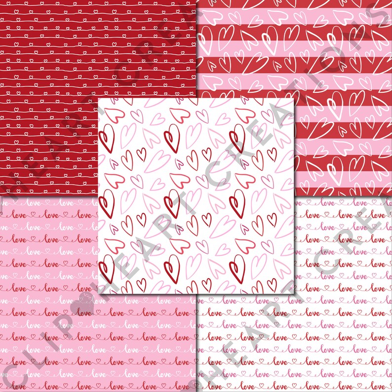 20 Valentines Themed Digital Papers Seamless Commercial Use - Etsy