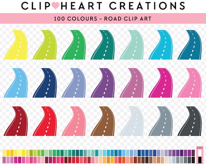 10 Roads Clipart Bundle, PNG & JPG, Printable Patchwork Road ...