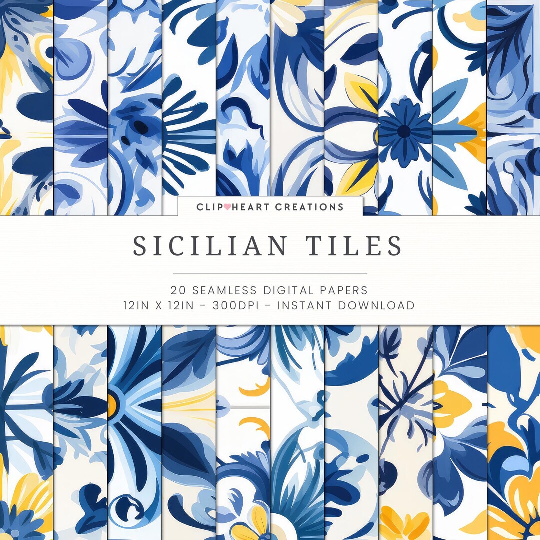 Sicilian Tile Papers, Seamless Commercial Use Instant Download ...