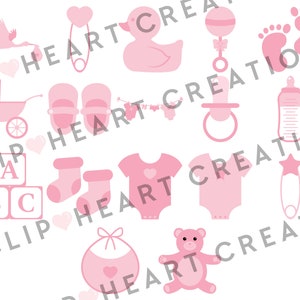 Baby Girl Clip Art, Commercial Use Instant Download PNG Pink Baby Girl ...