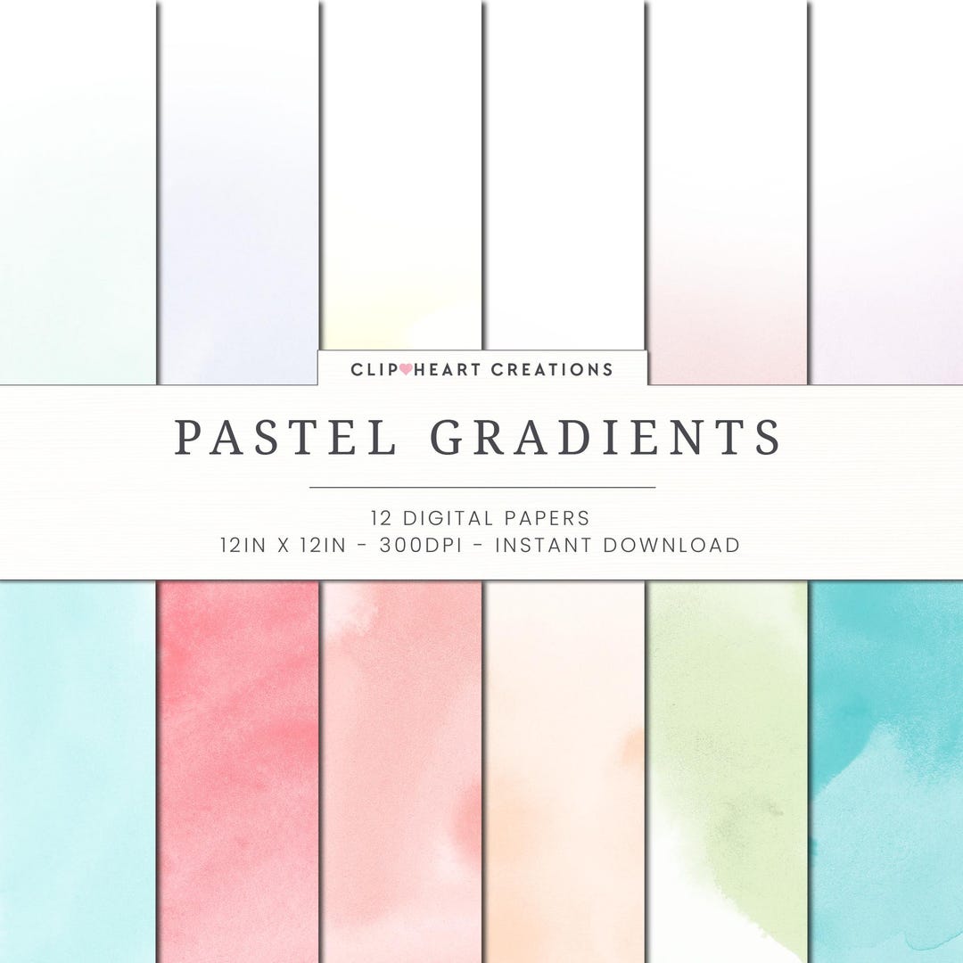 Pastel Ombre Watercolor Digital Papers, Commercial Use Instant Download ...