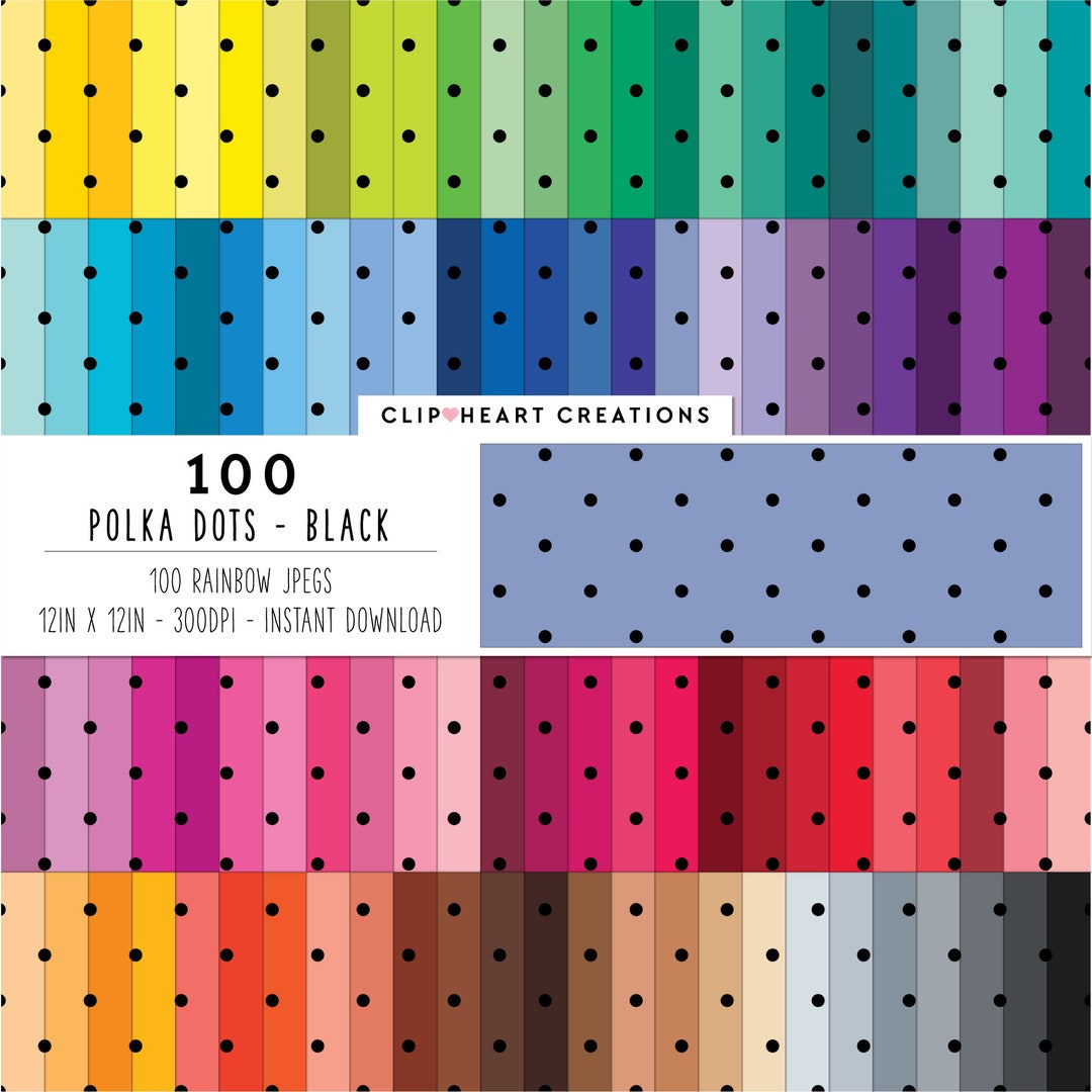 100 Polka Dot Digtial Paper, Commercial Use Instant Download Seamless ...
