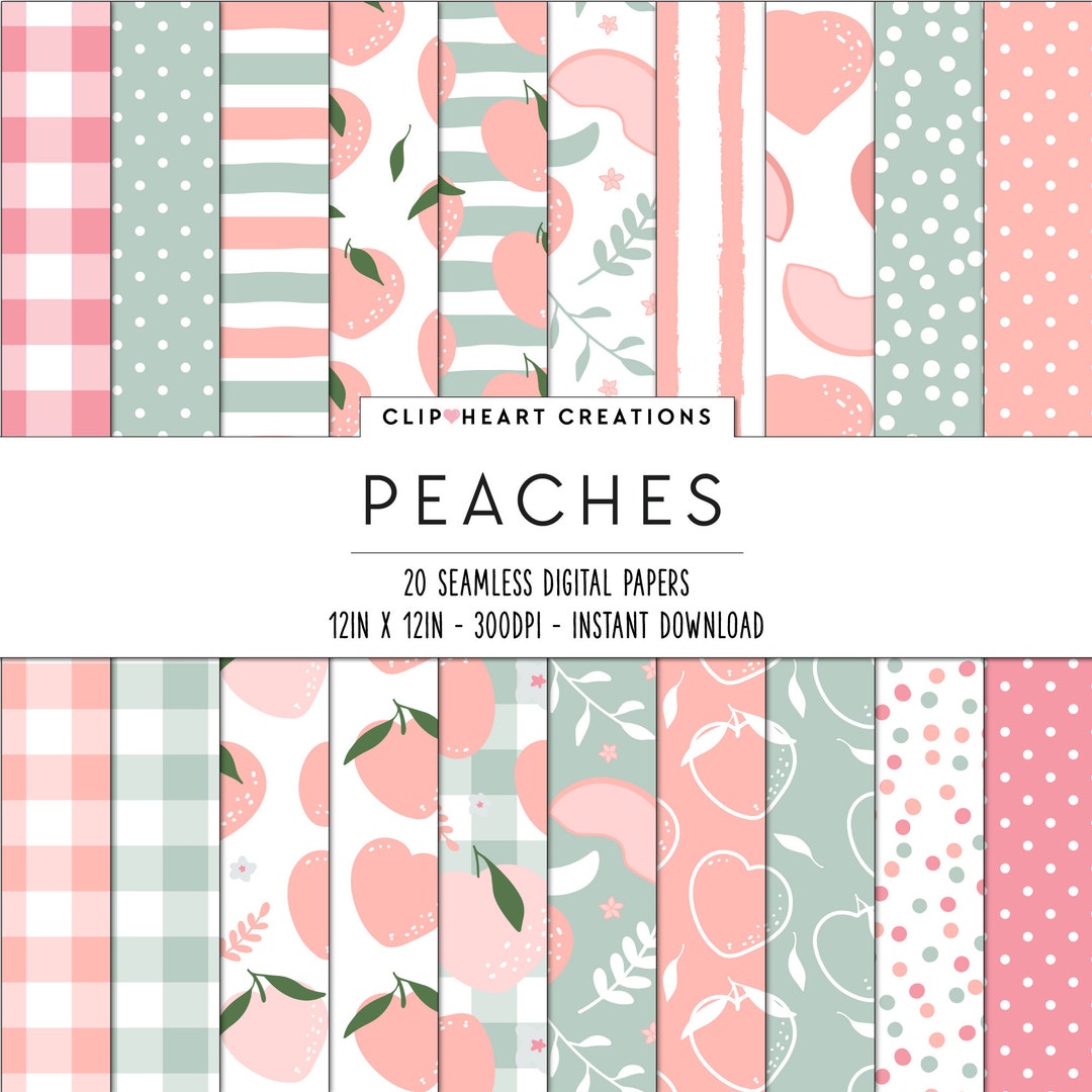 Peach Digital Paper Patterns, 20 Seamless Commercial Use Instant ...