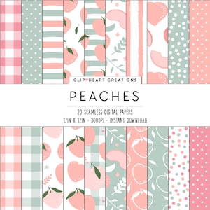 Peach Digital Paper Patterns 20 Seamless Commercial Use - Etsy
