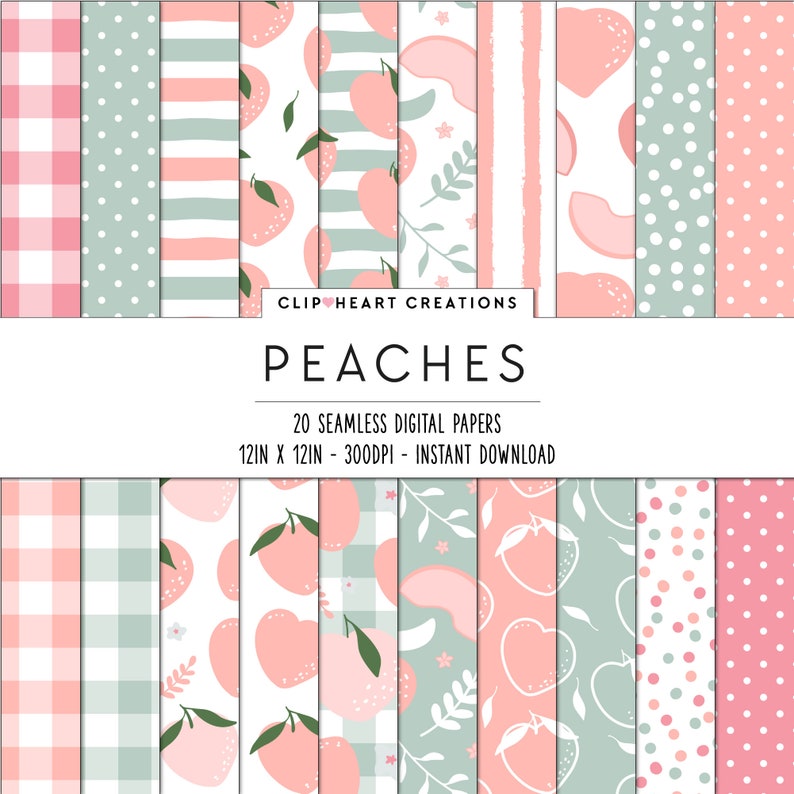 Peach Digital Paper Patterns 20 Seamless Commercial Use - Etsy
