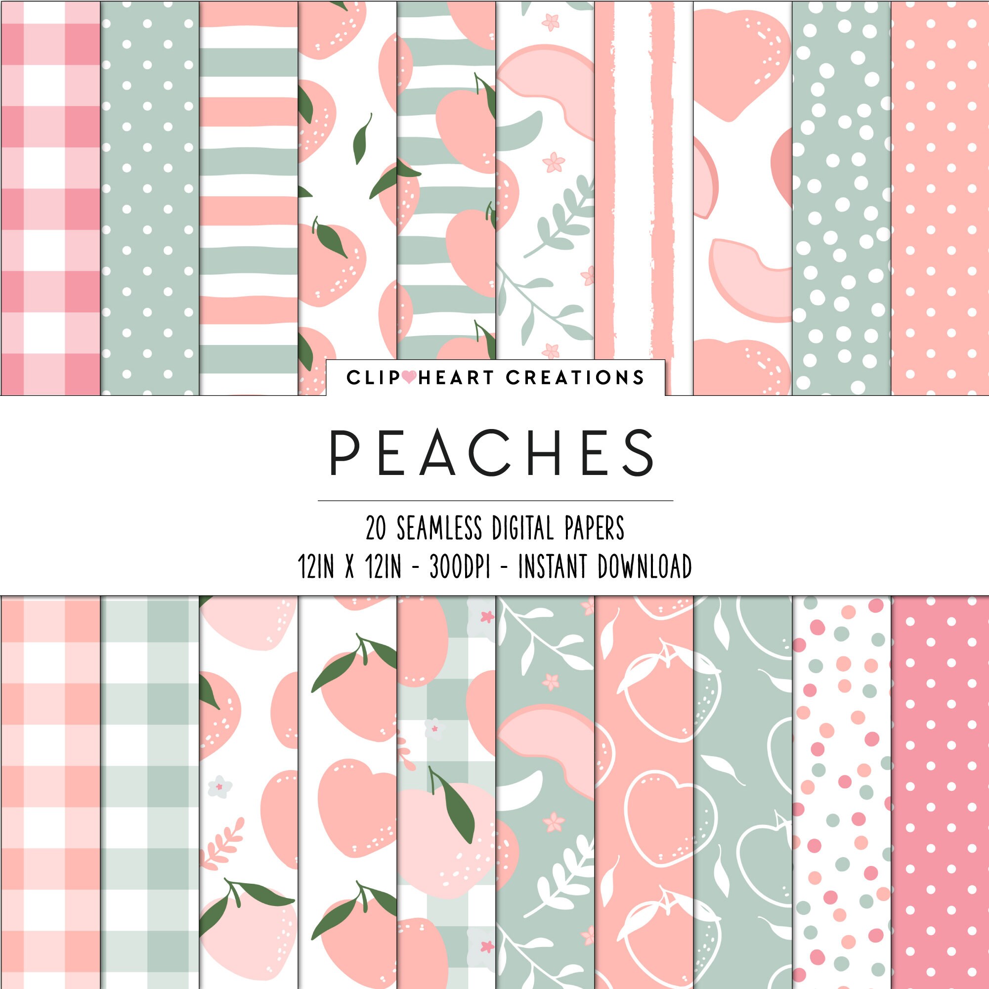 Peach Digital Paper Patterns 20 Seamless Commercial Use - Etsy