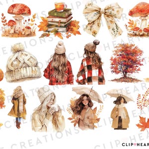 Cozy Fall Watercolor Clipart Set, Commercial Use Instant Download PNG ...