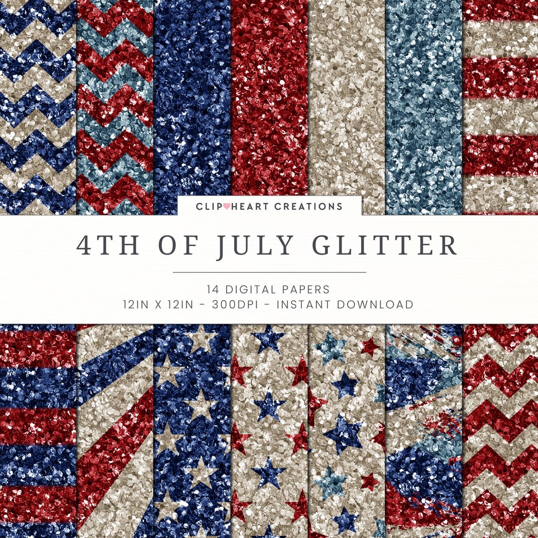 4th of July Glitter Digital Papers, Commercial Use Instant Download ...