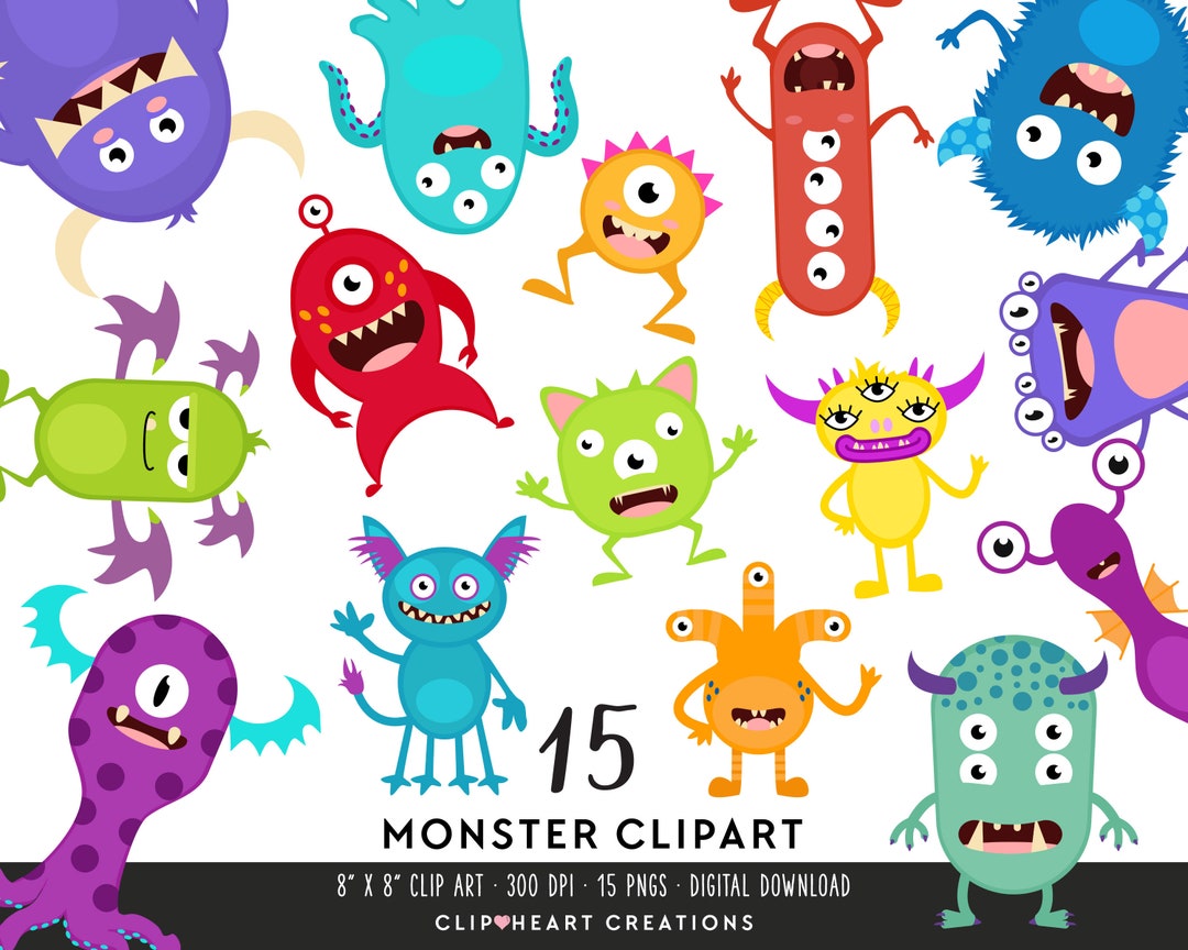 Monster Clip Art, Commercial Use Instant Download PNG Little Monsters ...