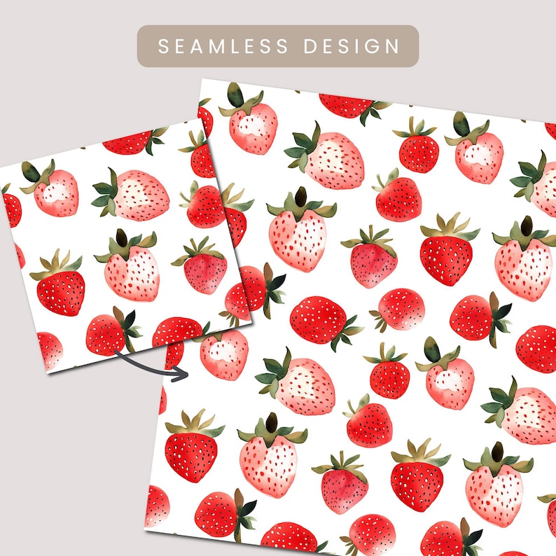 Strawberry Digital Paper Pack: Seamless Summer Designs (digital ...