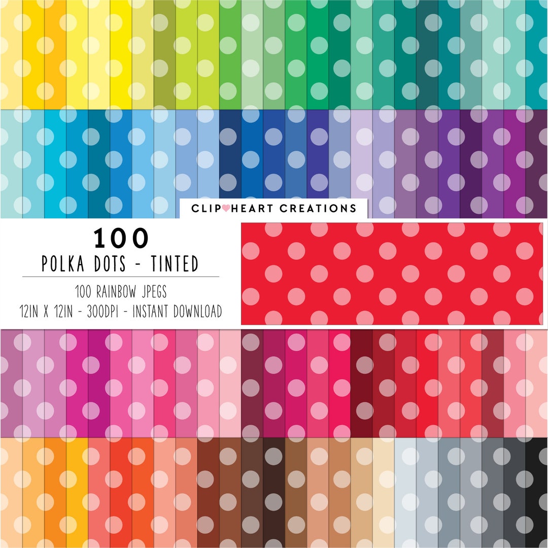 100 Polka Dot Pattern Digital Paper Pack, Commercial Use Seamless ...