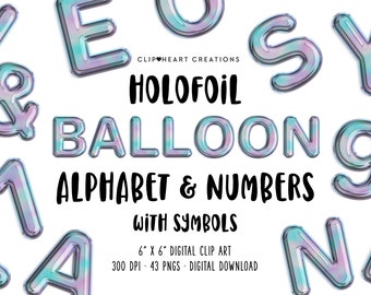 Blue Foil Balloon Alphabet Clip Art Commercial Use Instant | Etsy