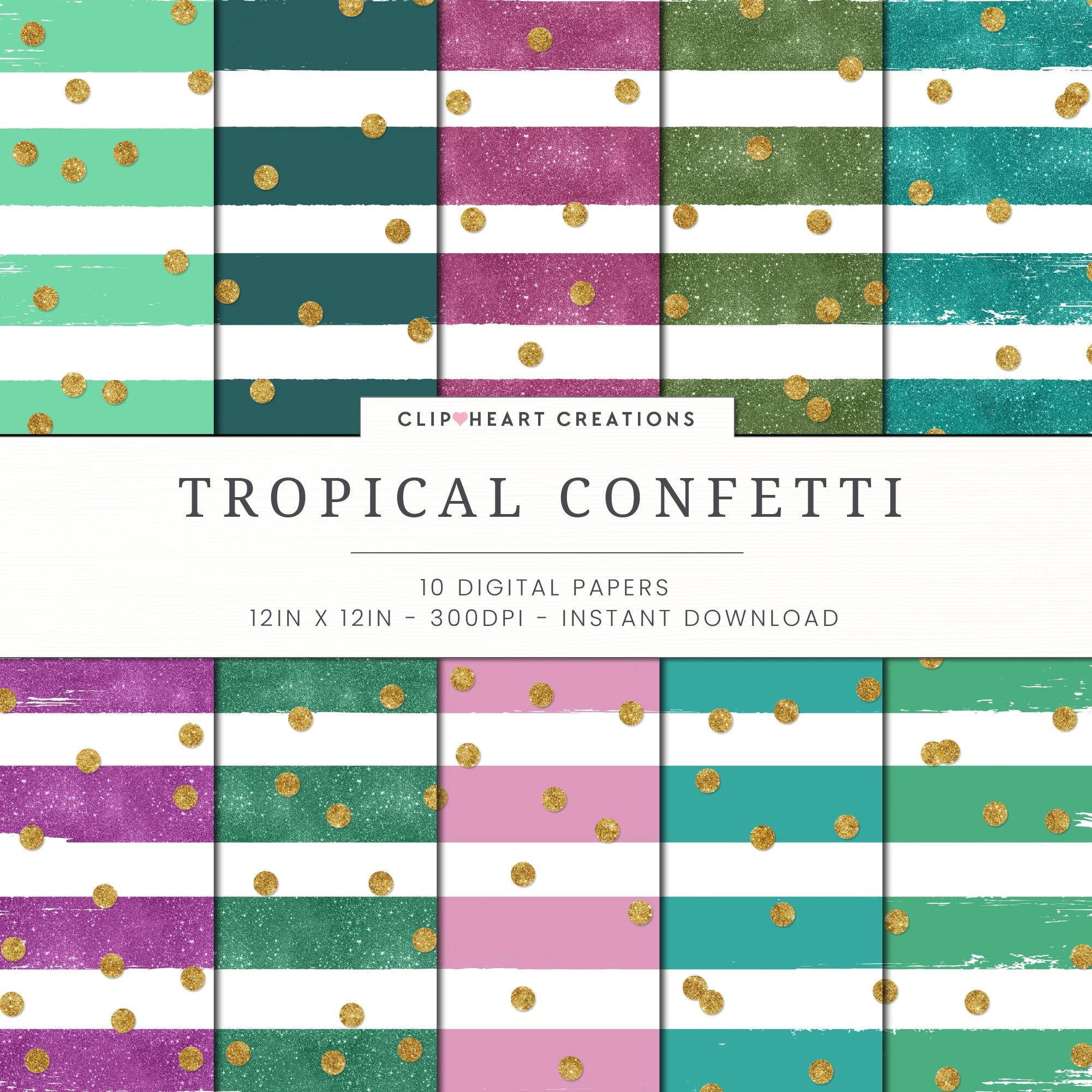 Tropical Confetti Sparkle Digital Papers, Commercial Use Instant ...