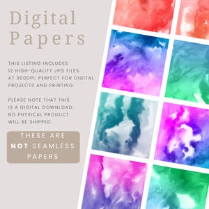Vibrant Watercolor Digital Papers, Commercial Use Instant Download ...