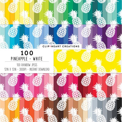 100 Pineapple Pattern Digital Papers Commercial Use Seamless - Etsy