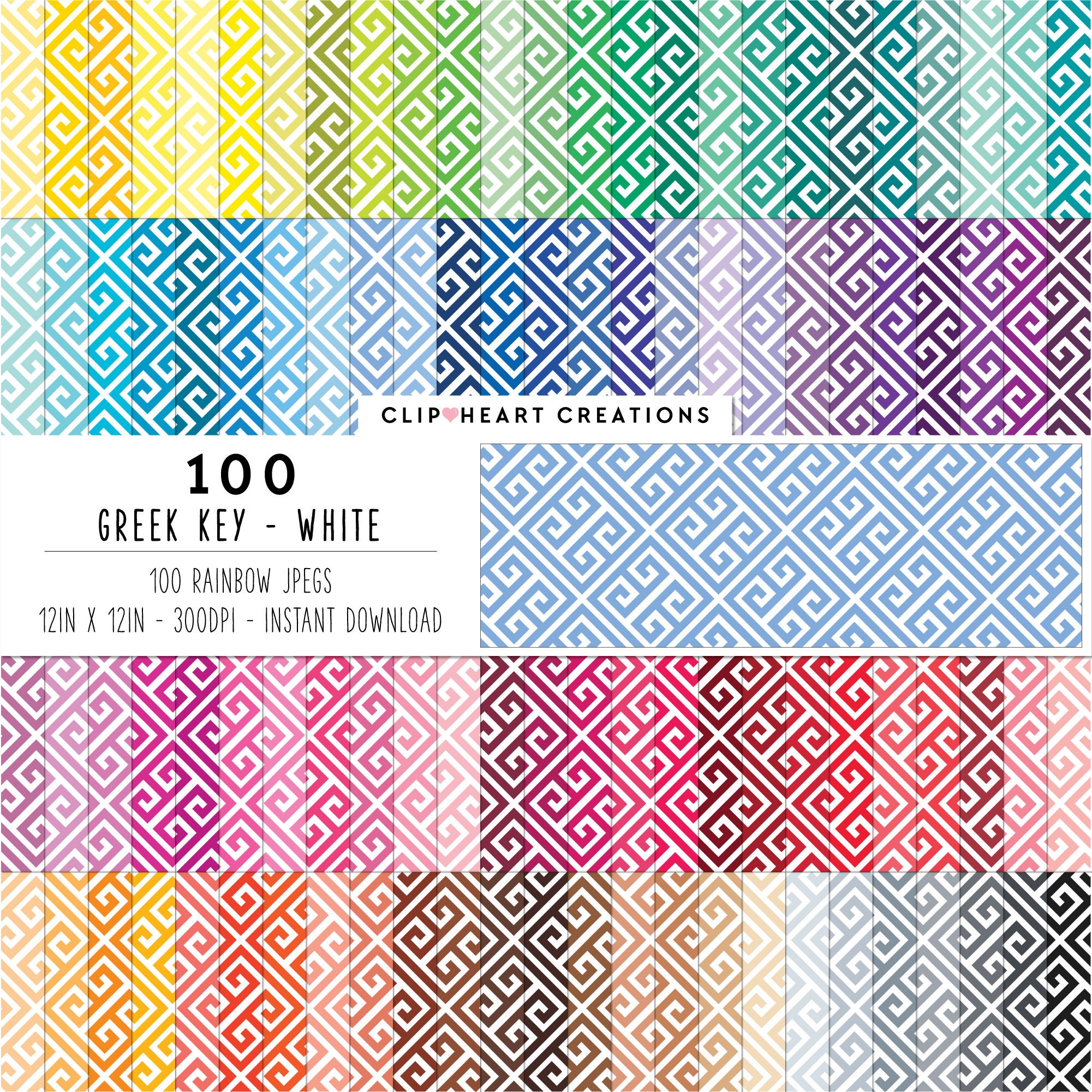 100 Greek Key Digital Paper Pack Commercial Use Instant - Etsy