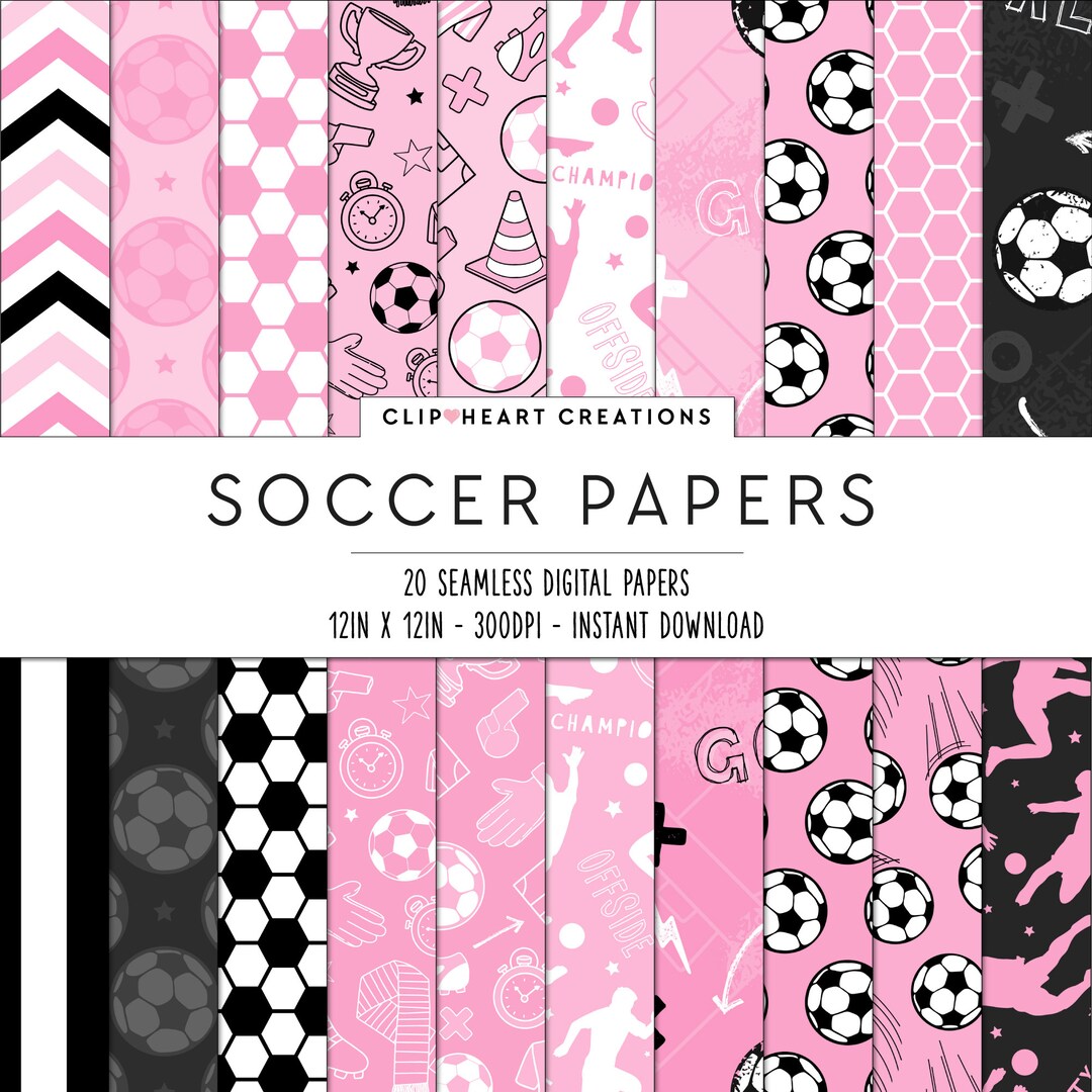 20 Soccer Themed Digital Papers, Seamless Commercial Use Instant ...