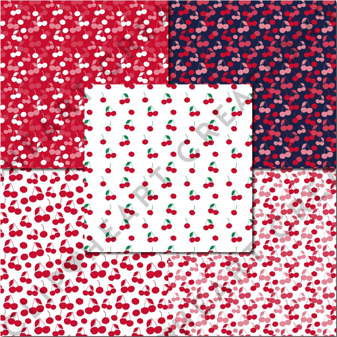 Cherry Digital Paper Patterns 20 Seamless Commercial Use - Etsy