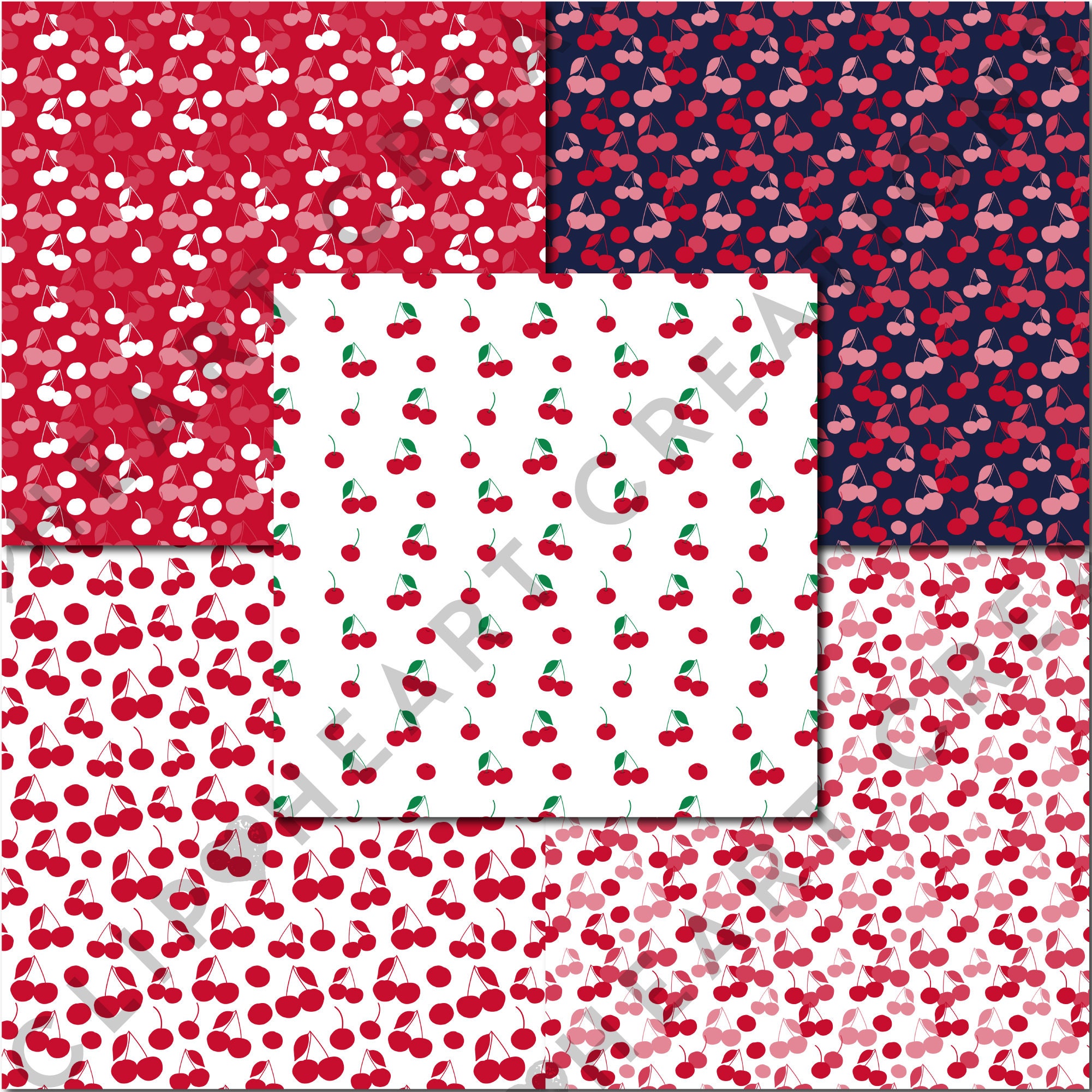 Cherry Digital Paper Patterns 20 Seamless Commercial Use - Etsy