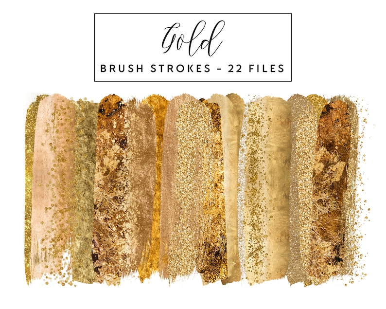 Gold Brush Strokes Clip Art Gold Foil Brush Strokes Clipart | Etsy