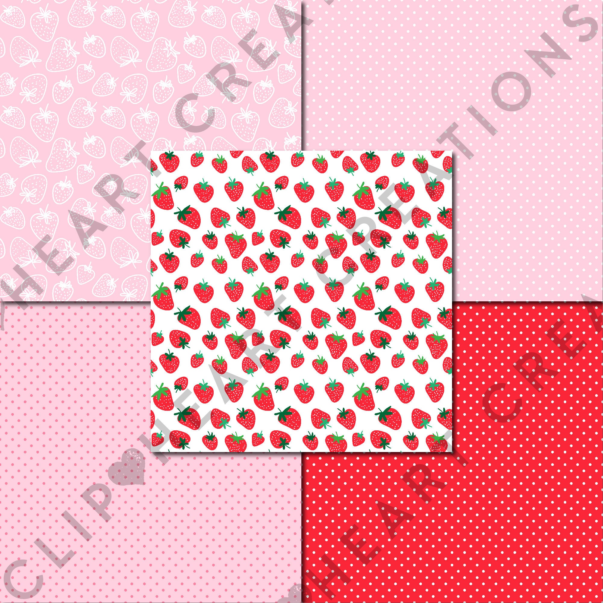 20 Strawberry Themed Digital Papers Seamless Commercial Use - Etsy