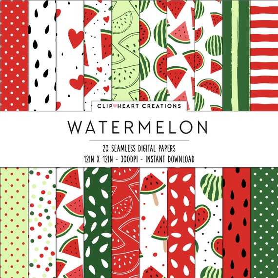 20 Watermelon Themed Digital Papers Seamless Commercial Use - Etsy