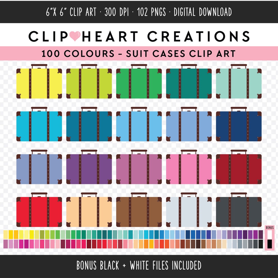 100 Suitcase Digital Clip Art, Commercial Use Instant Download PNG ...