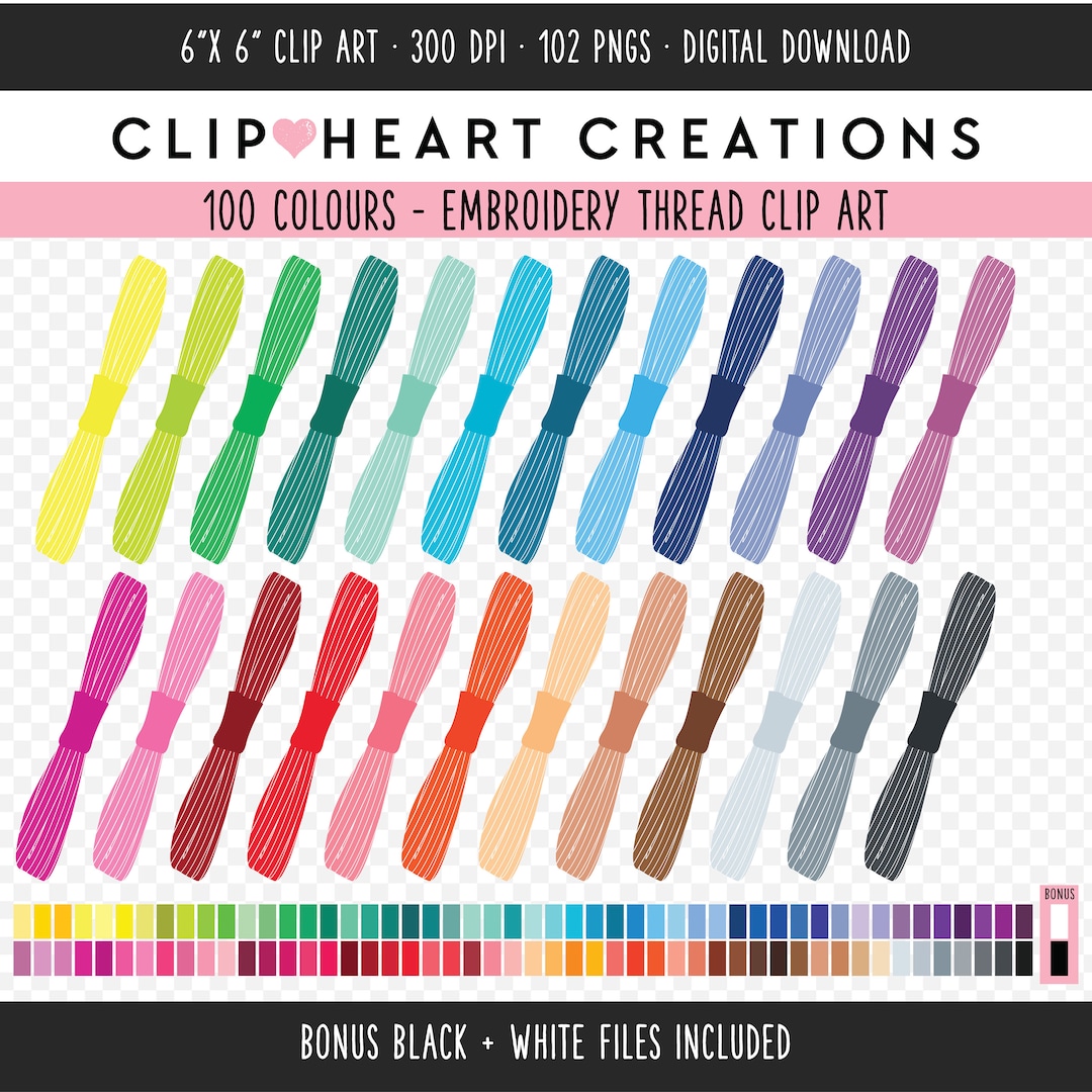 100 Embroidery Thread Clip Art, Commercial Use Instant Download PNG ...