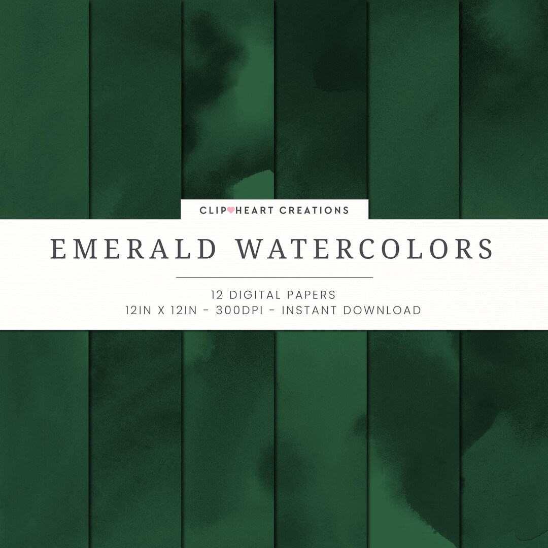 Emerald Green Watercolor Digital Papers, Commercial Use Instant ...