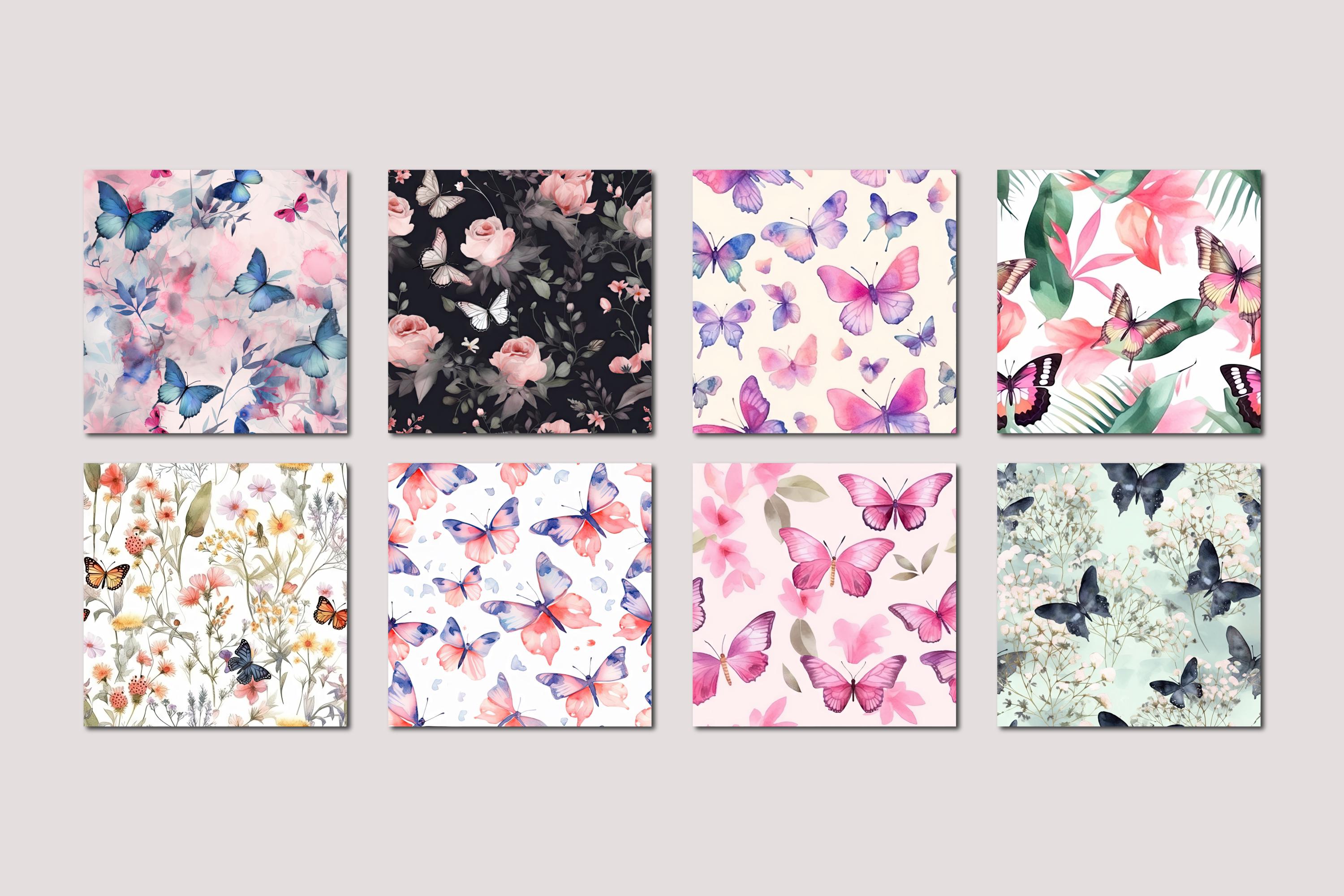 Butterflies Pattern Digital Papers, Seamless Commercial Use Instant ...