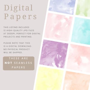 Pastel Watercolor Digital Papers, Commercial Use Instant Download ...