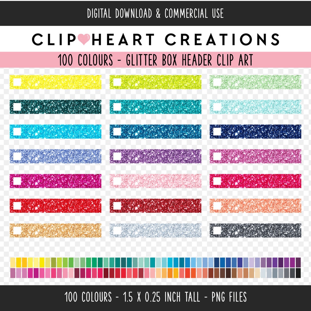 100 Glitter Header Clip Art, Commercial Use Instant Download Checkbox ...