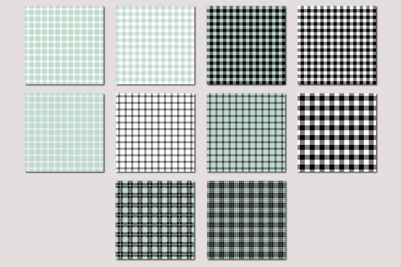 Green Buffalo Plaid Digital Paper Set, Seamless Lumberjack Plaid Papers ...