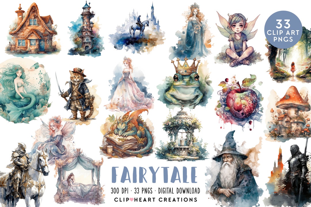 Fairytale Watercolor Clipart Set, Commercial Use Instant Download PNG ...