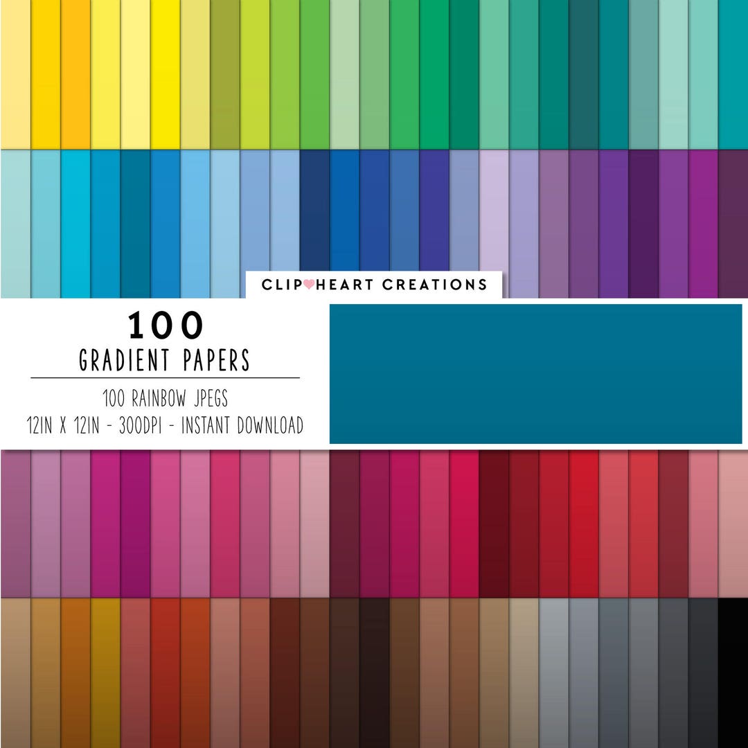100 Gradient Digital Paper, Commercial Use Instant Download Gradient ...