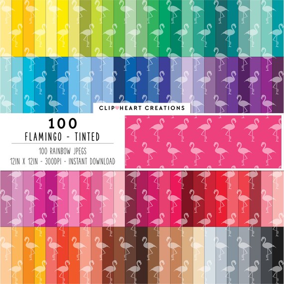 100 Flamingo Pattern Digital Papers Commercial Use Instant - Etsy