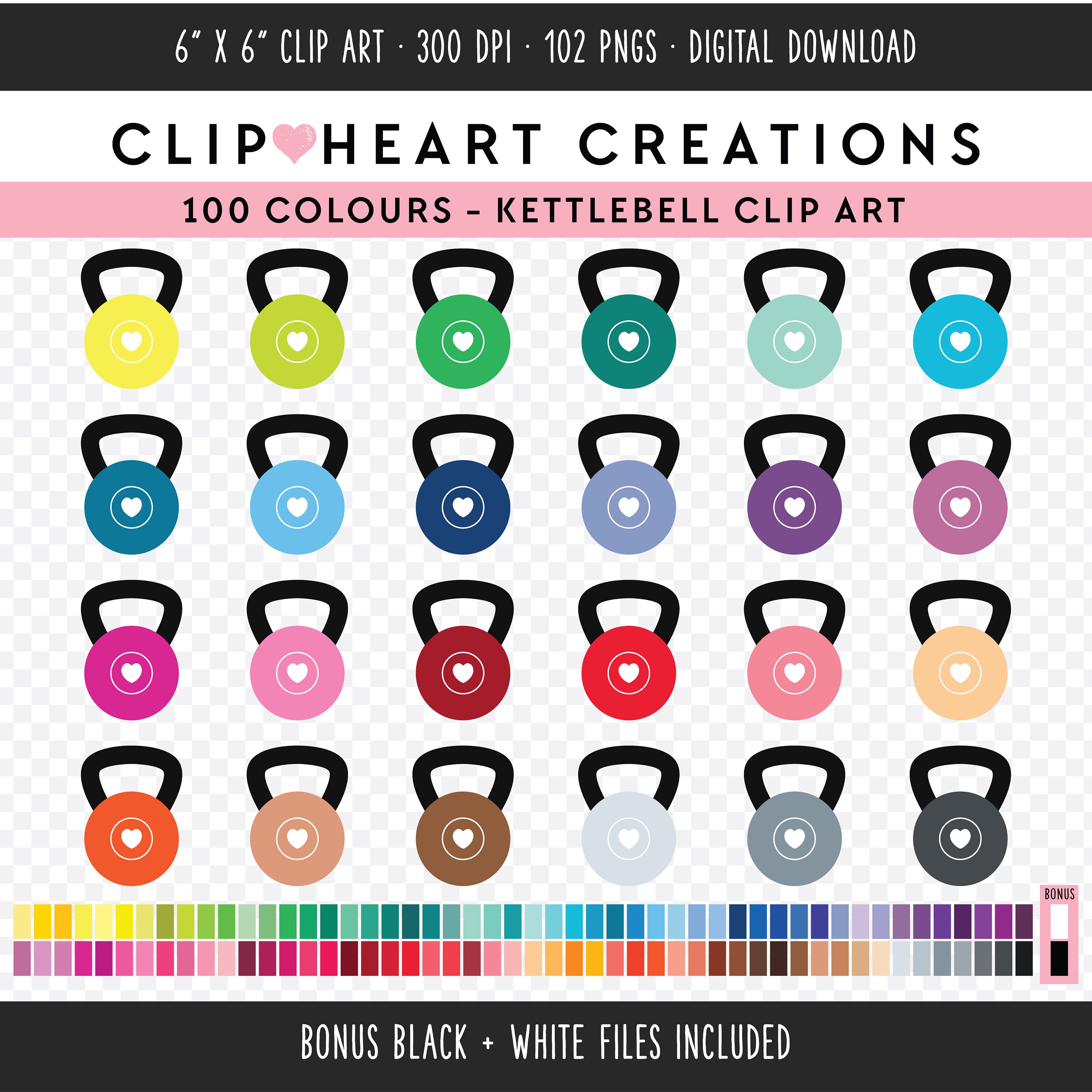 100 Kettlebell Digital Clip Art Commercial Use Instant | Etsy