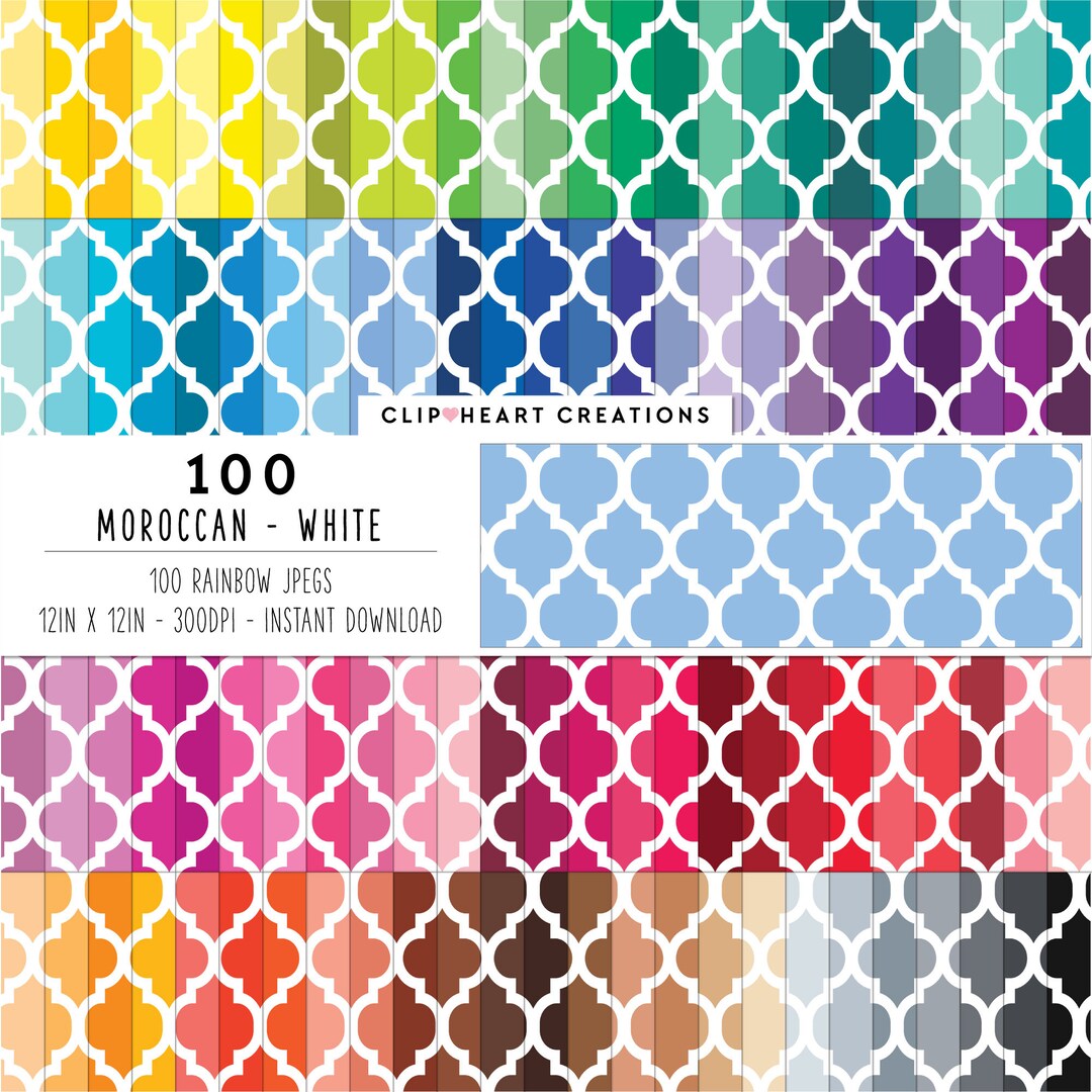 100 Moroccan Pattern Digital Paper Pack, Commercial Use Instant ...